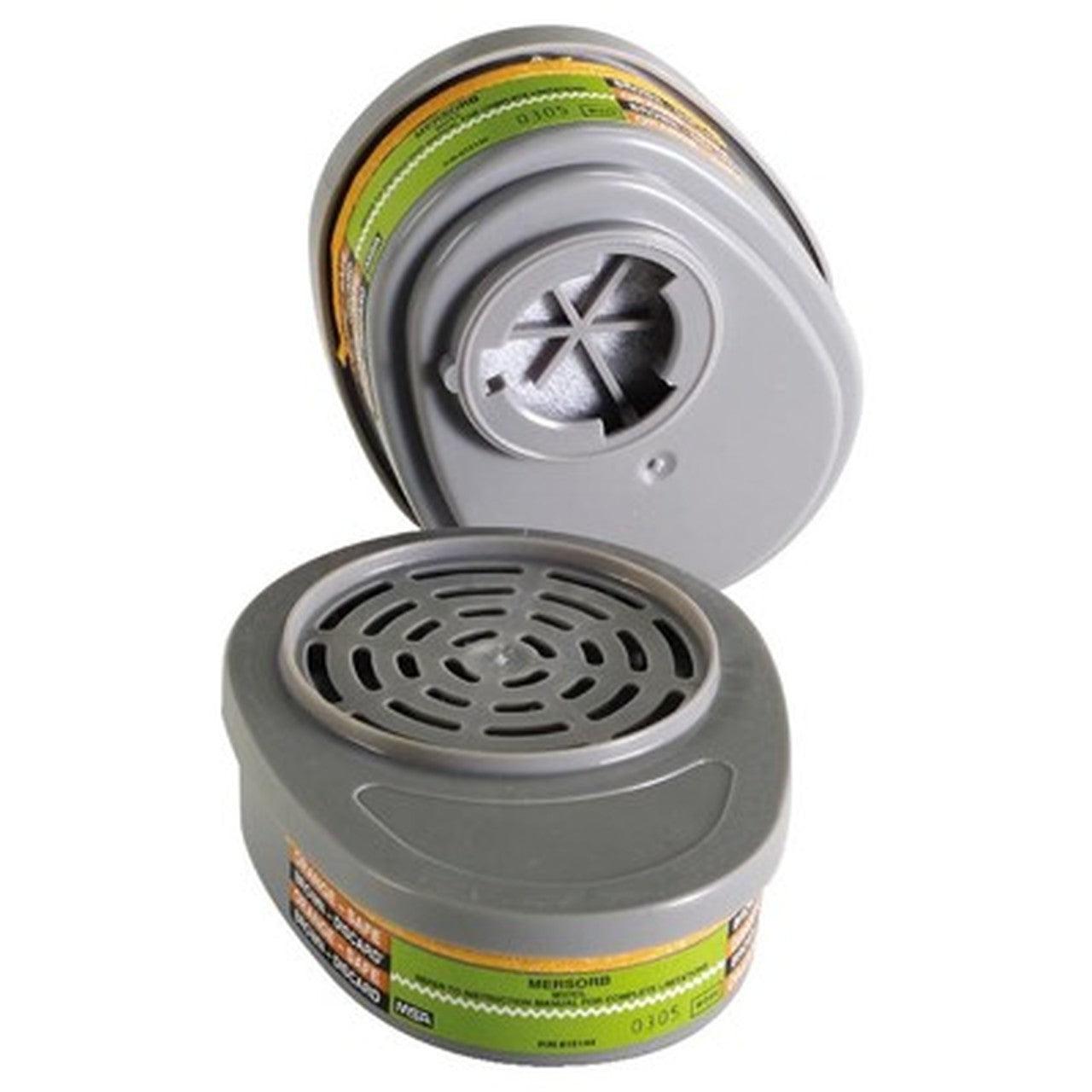 MSA Advantage Respirator Cartridge, Chlorine/Mercury Vapor, Mersorb, 2 ...