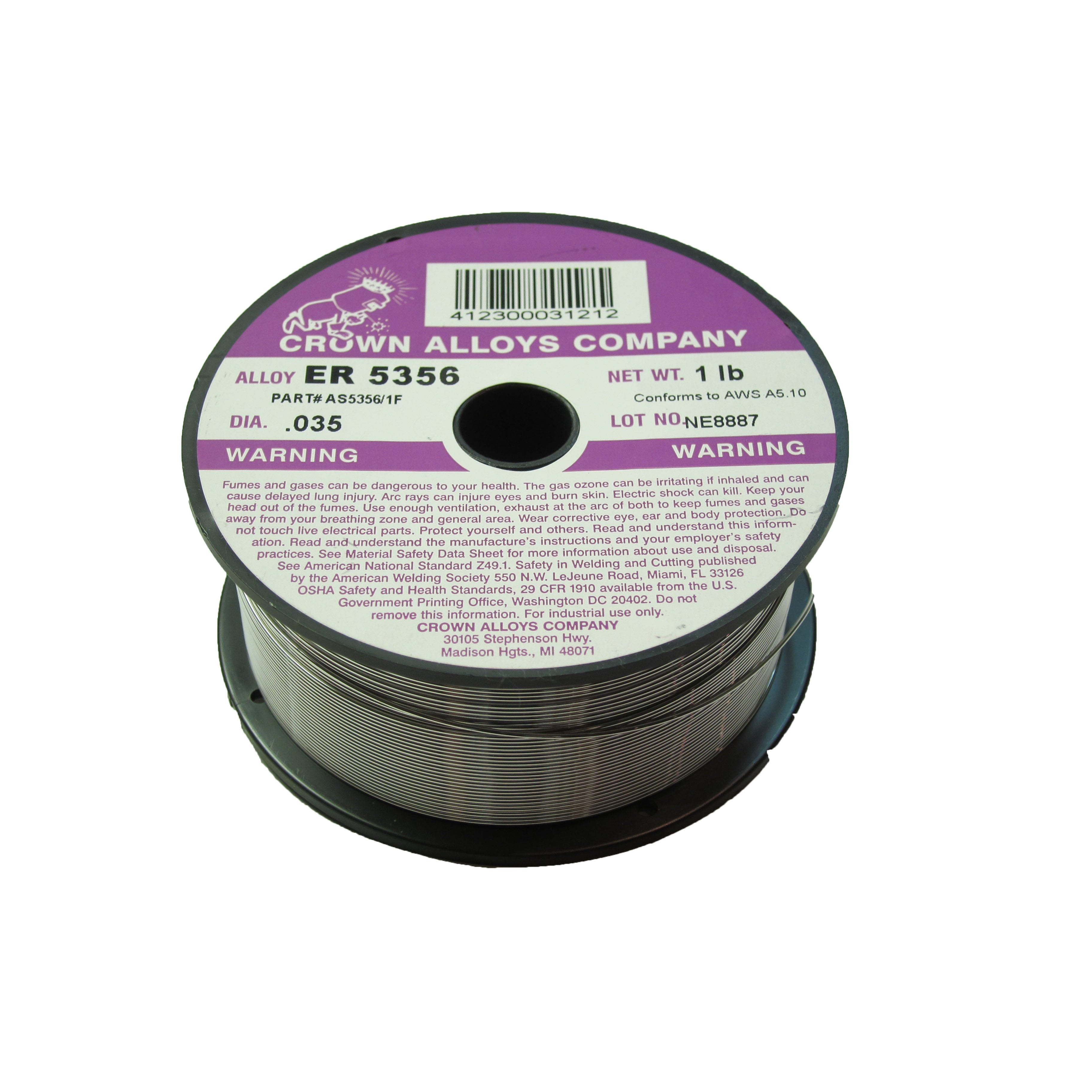 Crown Alloys ER 5356 - .035x1# MIG Welding Wire 1lb Spool - AS5356/1F ...