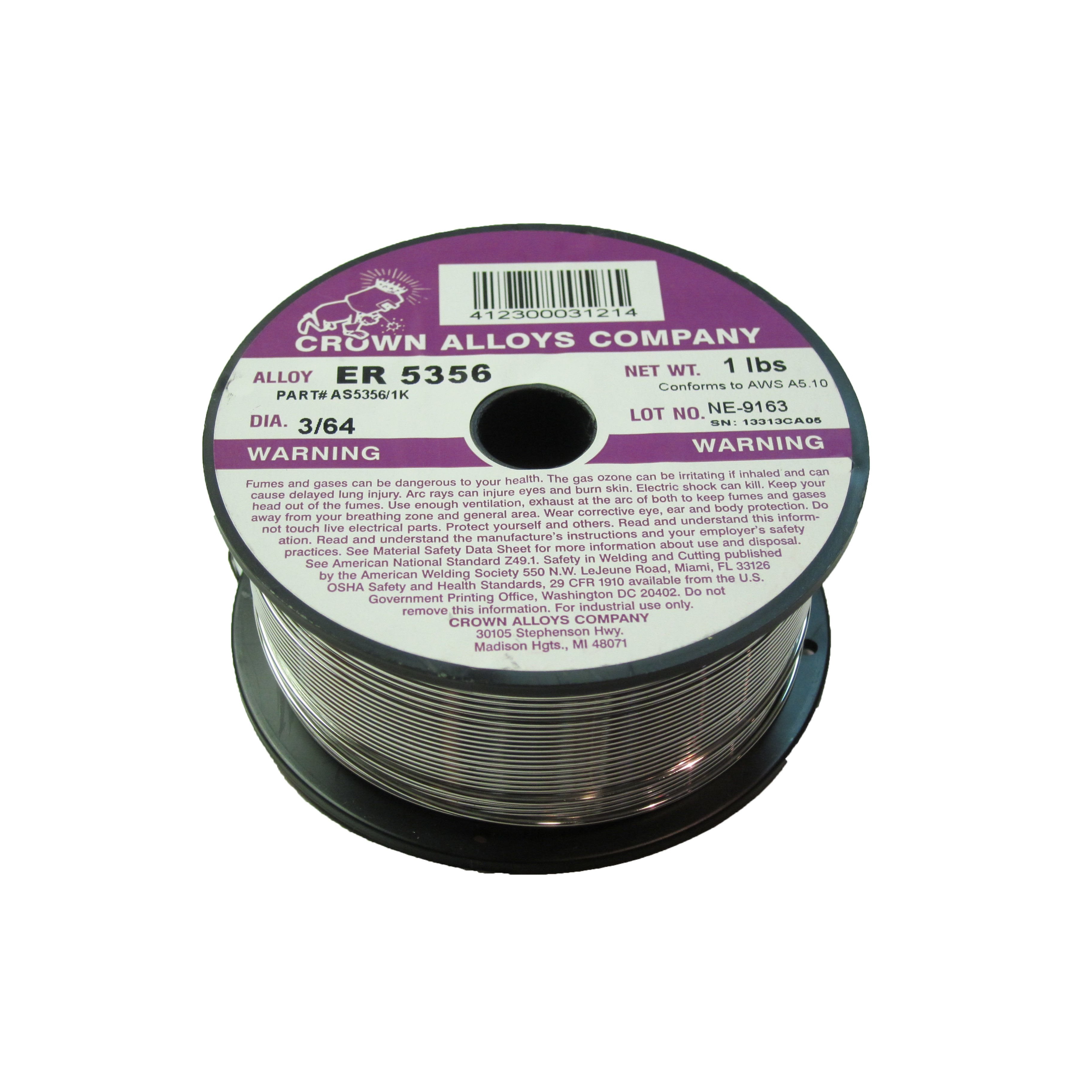Crown Alloys ER 5356 - 3/64x1# MIG Welding Wire 1lb Spool - AS5356/1K ...