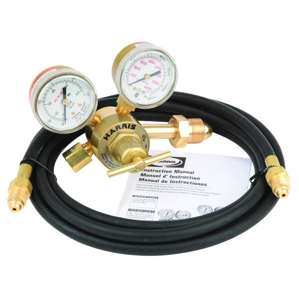 HARRIS Model 301CD-32010 Flowgauge Regulator Kit Carbon CGA320 (CO2 Ga ...
