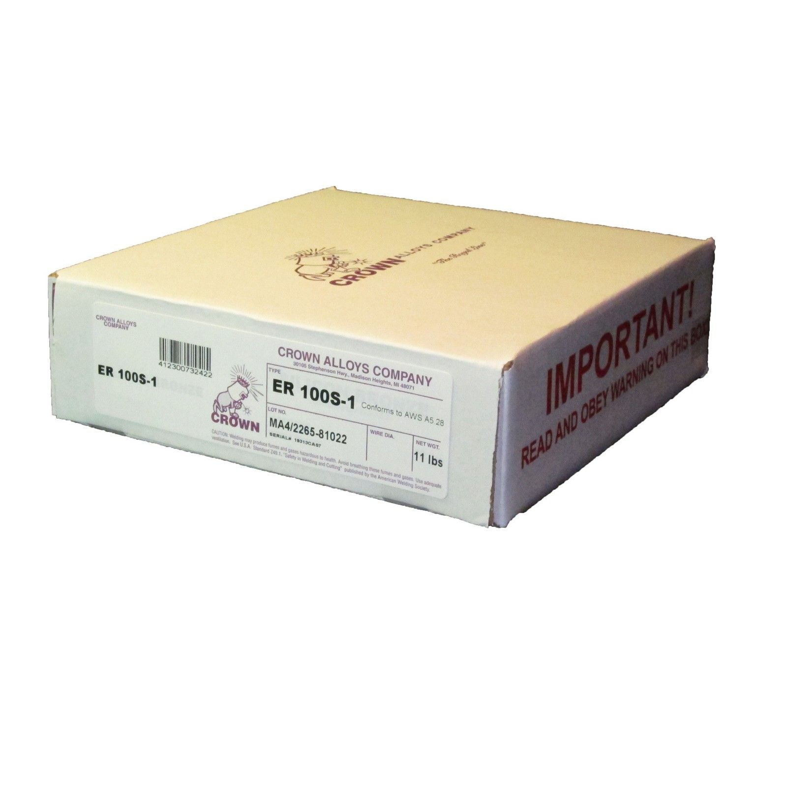 Crown Alloys ER 100S-1 .045x8" MIG Welding Wire 11lb Spool - MS100/2G ...